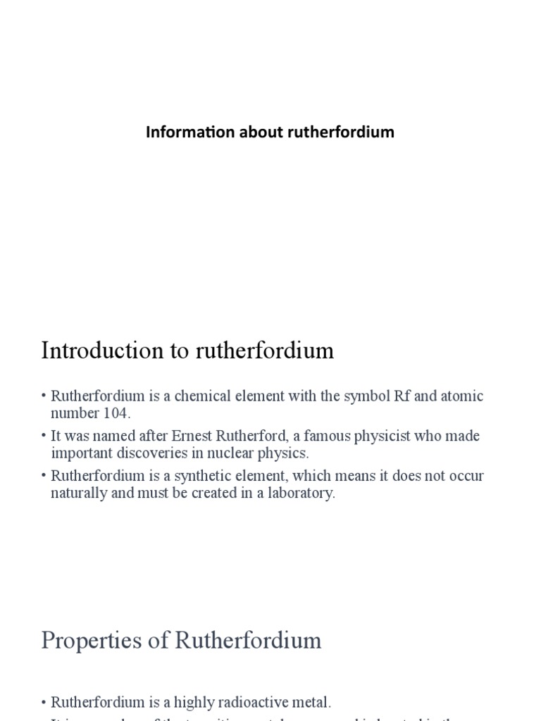 Information About Rutherfordium | PDF