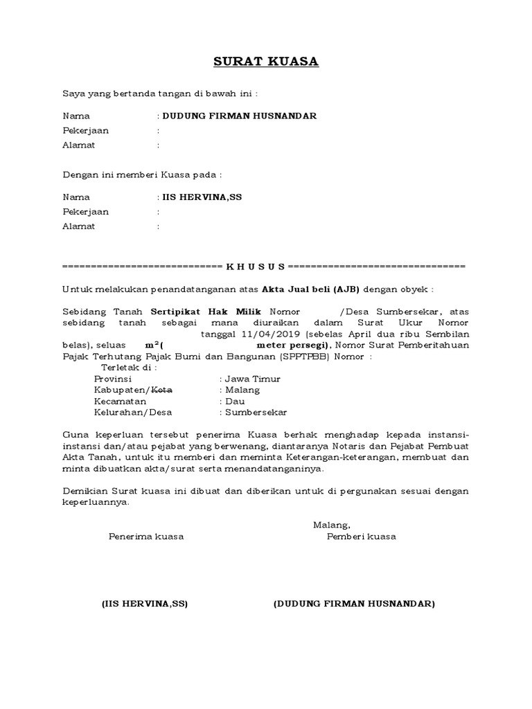 Surat Kuasa TTD Ajb | PDF