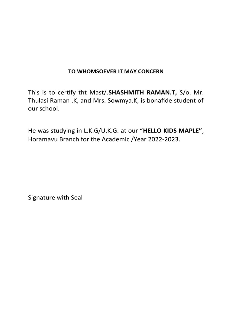 To Whomsoever It May Concern | PDF