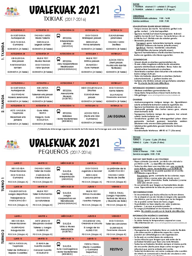 UDA ZORNOTZA 2021 - Programazioa Txikiak 2017 2016 1 PDF | PDF
