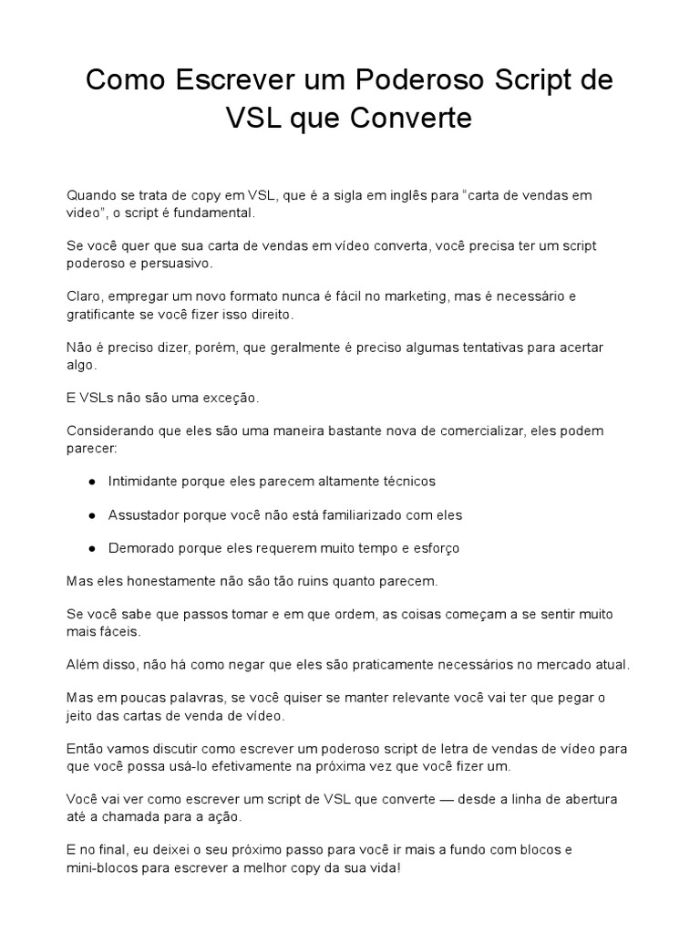 VSL Que Converte PDF | PDF