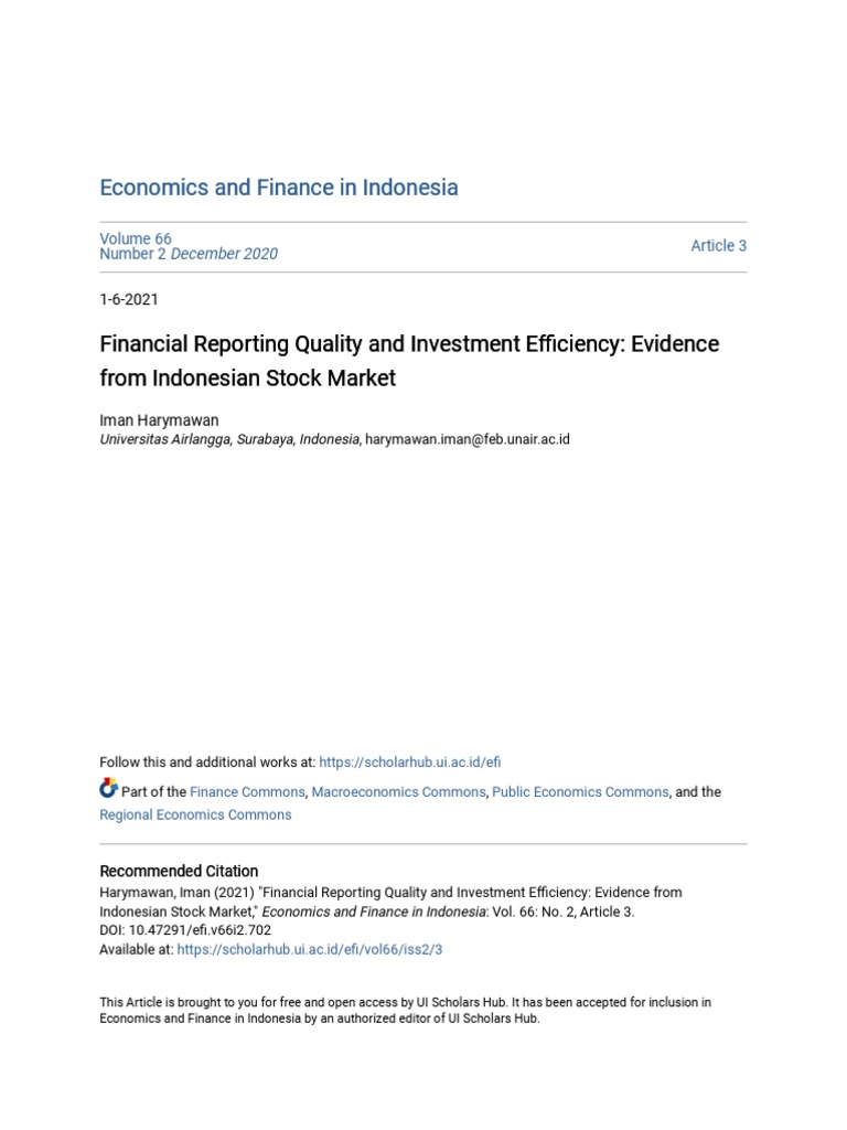 Financial Reporting Quality and Investment Efficiency - Evidence F PDF ...