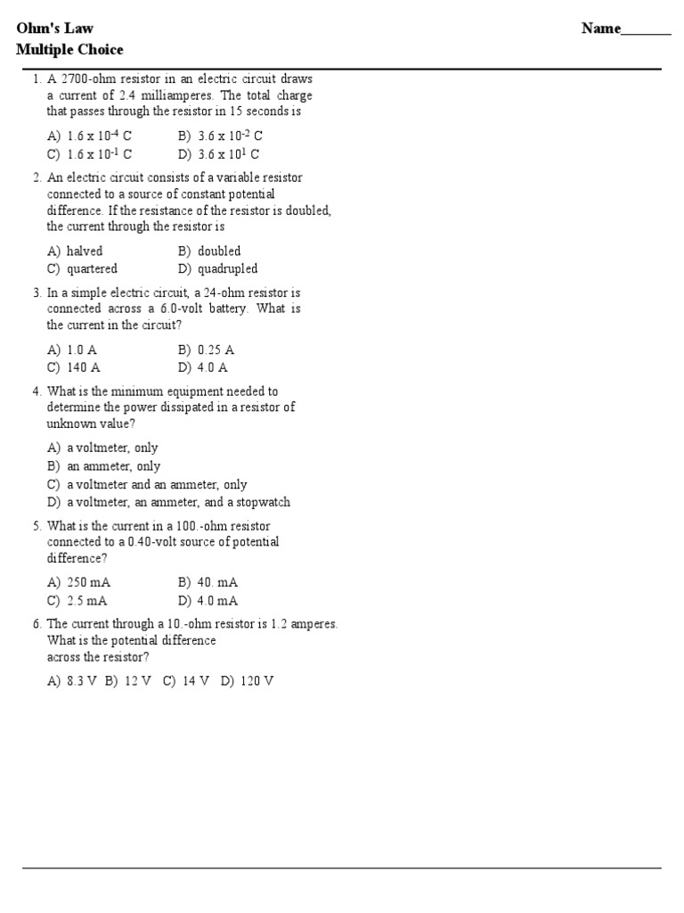 Ohm - S Law | PDF | Electrical Resistance And Conductance | Voltage