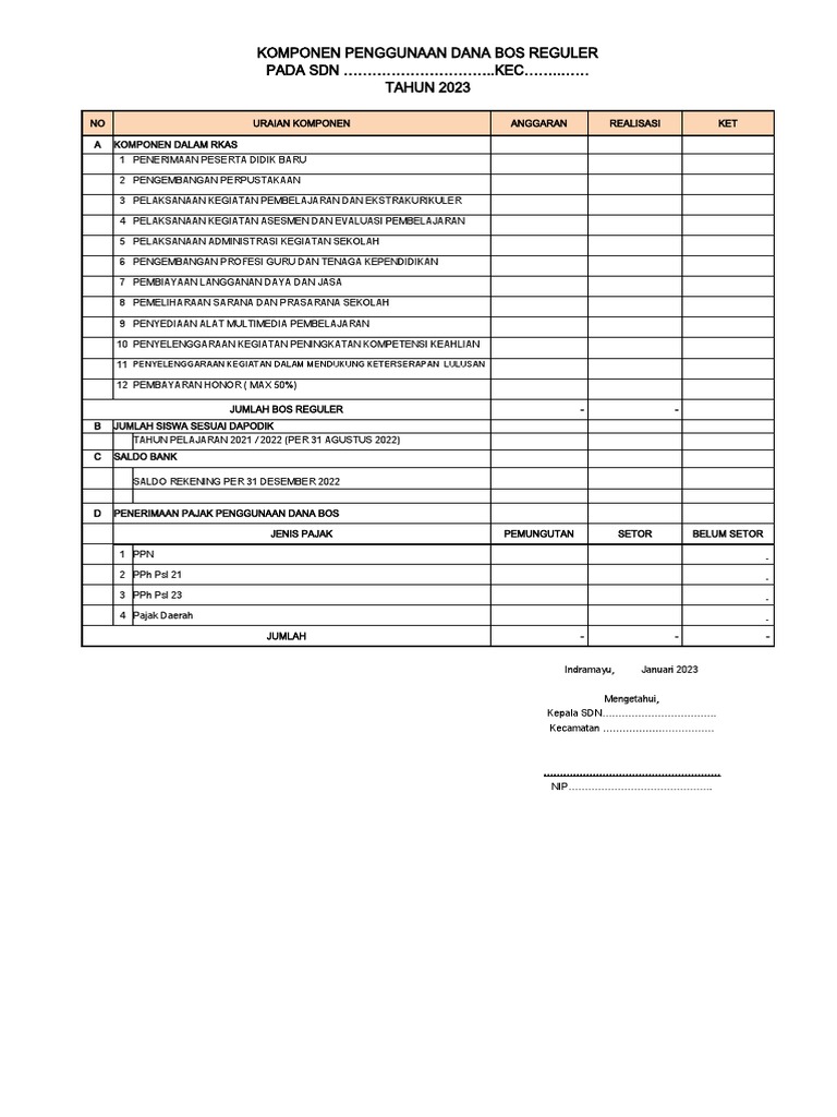 Form Monev BOS SD | PDF