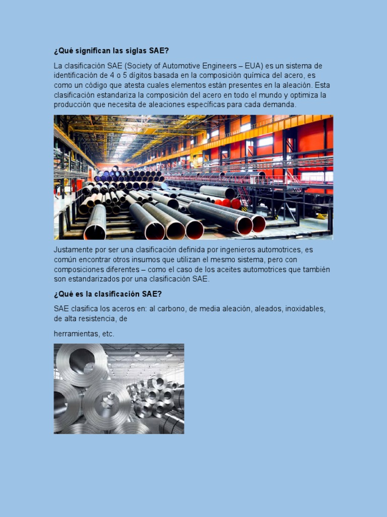 Qué Significan Las Siglas SAE | PDF | Acero | Hierro