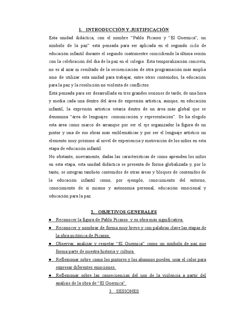Proyecto Picasso y El Guernica Infantil | PDF