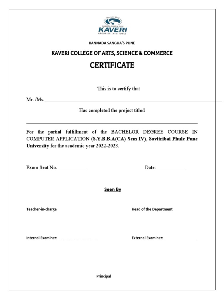 Project Certificate | PDF