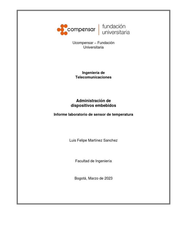 Informe Sensor de Temperatura - Luis Felipe Martinez Sanchez | PDF | Arduino | Sensor