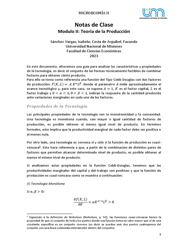 Nota de Clase - Tecnología | PDF | Función de producción | Elasticidad (economía)