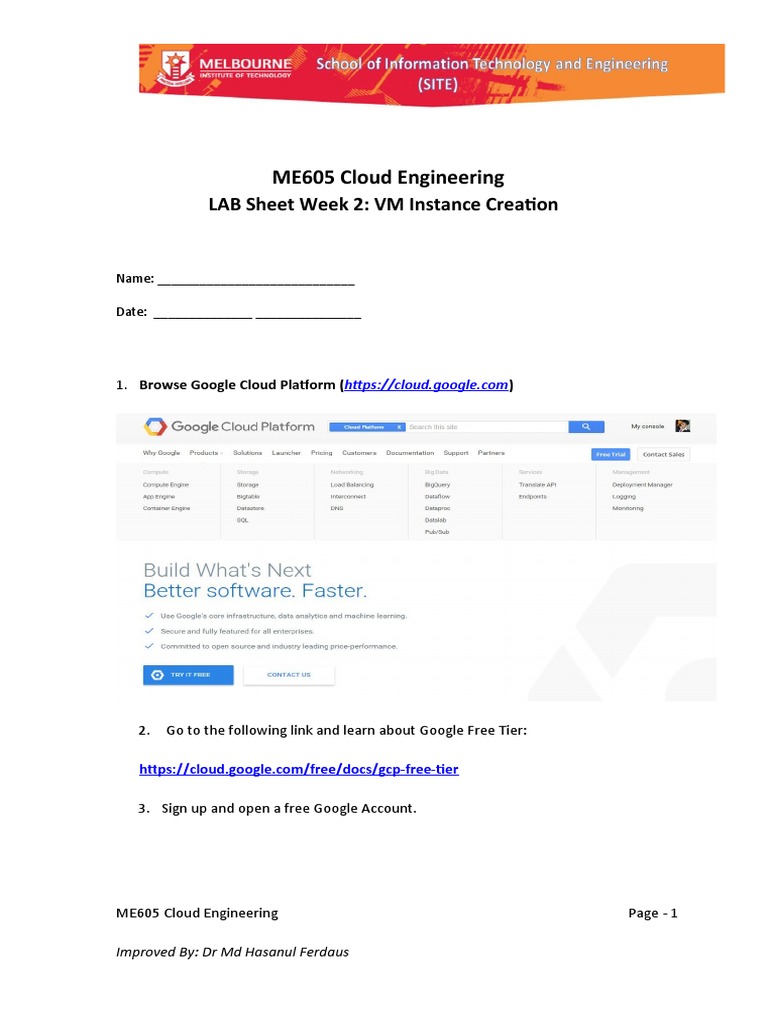 Lab 2-Google Compute Engine-VM Instance Creation | PDF