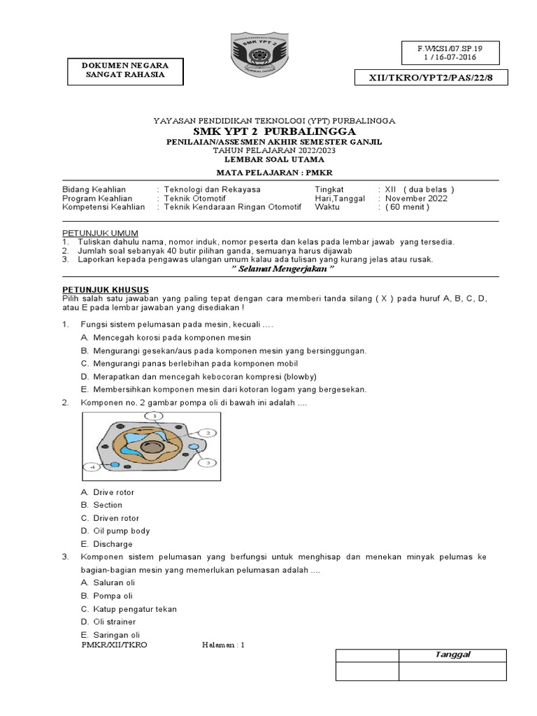 Soal PMKR Utama Ganjil 2022 | PDF