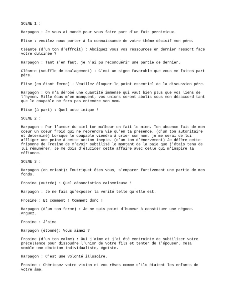Conflit et méfiance dans la famille Harpagon | PDF | Poésie