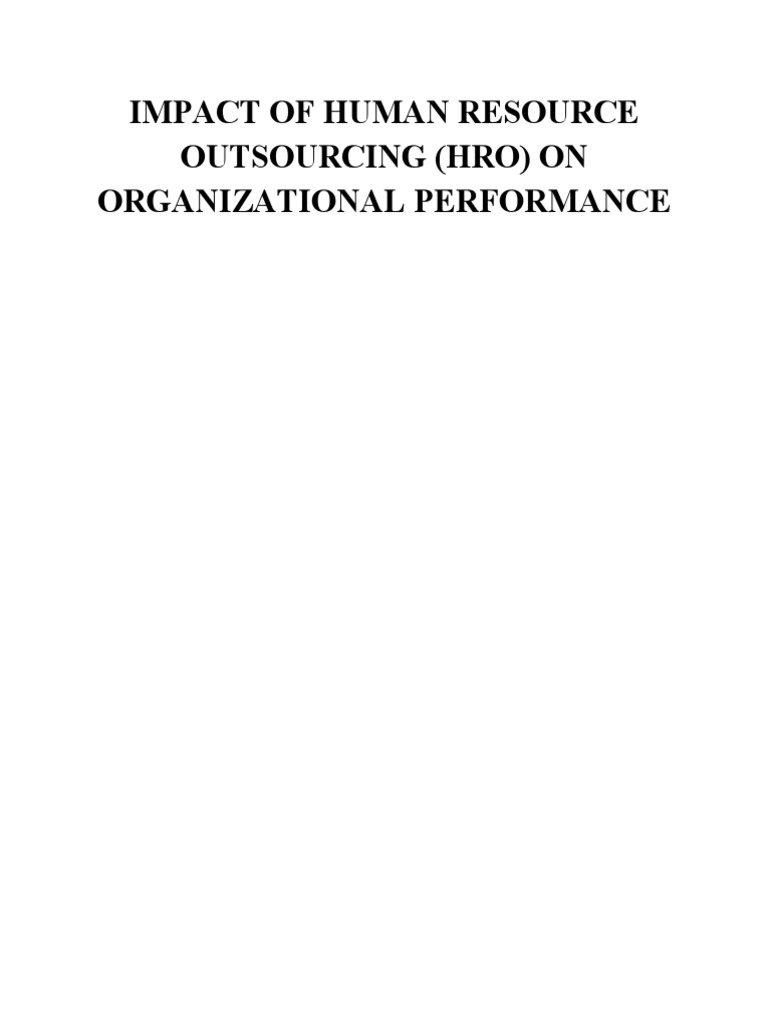 HRO's Impact on Performance | PDF | Outsourcing | Quantitative Research