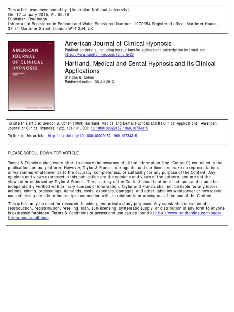 American Journal of Clinical Hypnosis | PDF