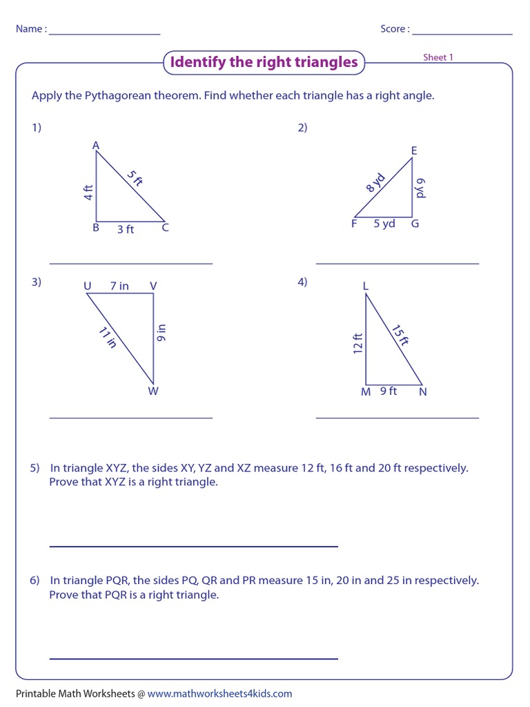 Identify Right Triangle 1 PDF | PDF | Triangle | Euclidean Plane Geometry