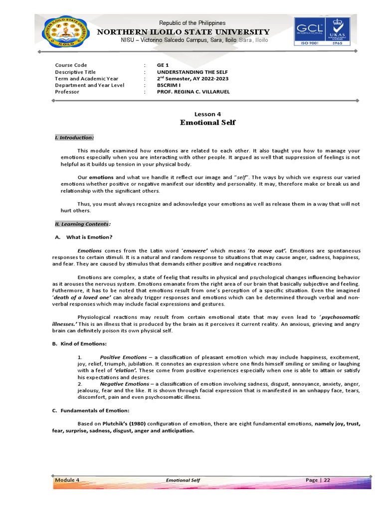 Module4 GE 1 BSCRIM | PDF | Stress (Biology) | Emotions
