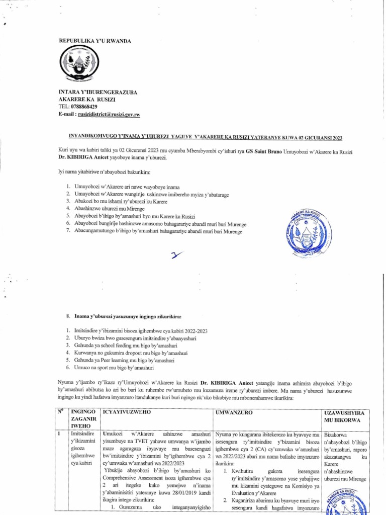 Inyandikomvugo Y'inama Y'uburezi Yaguye - 0001 PDF | PDF