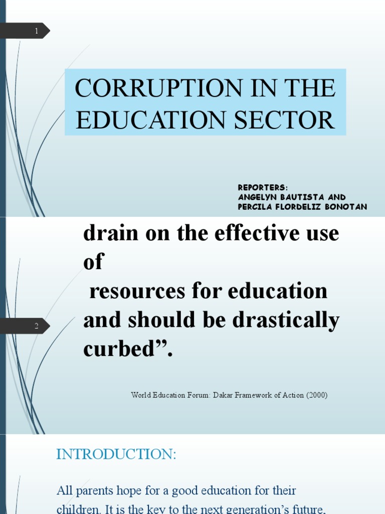 Corruption in Education Sector Report | PDF | Corruption | Teachers