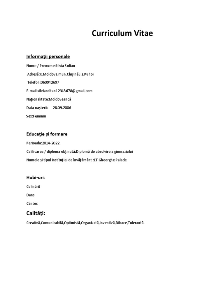 Model CV Standard 1 | PDF