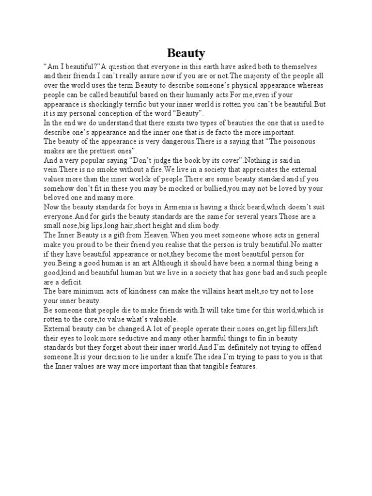 Essay | PDF | Beauty