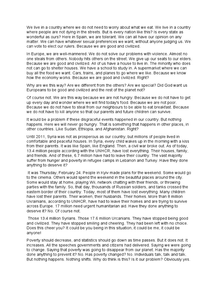 Declamation Poverty and Hunger | PDF | Poverty | Poverty & Homelessness