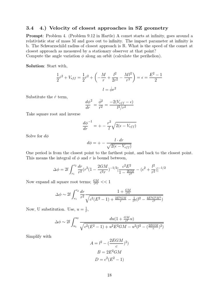 Introduction To General Relativity Solutions 21-25 | PDF | General ...