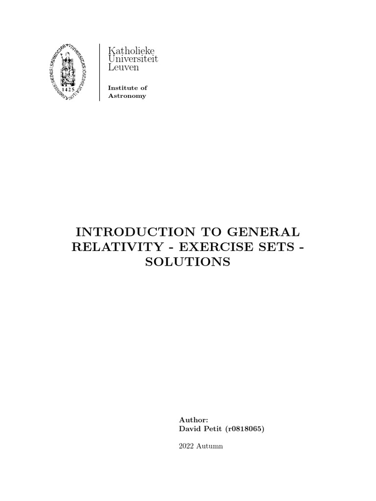 General Relativity Exercise Solutions | PDF | Universe | Special Relativity