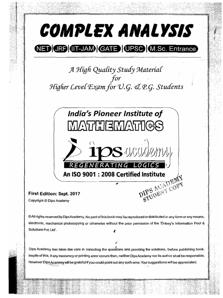 Dips Complex Analysis Assignment | PDF