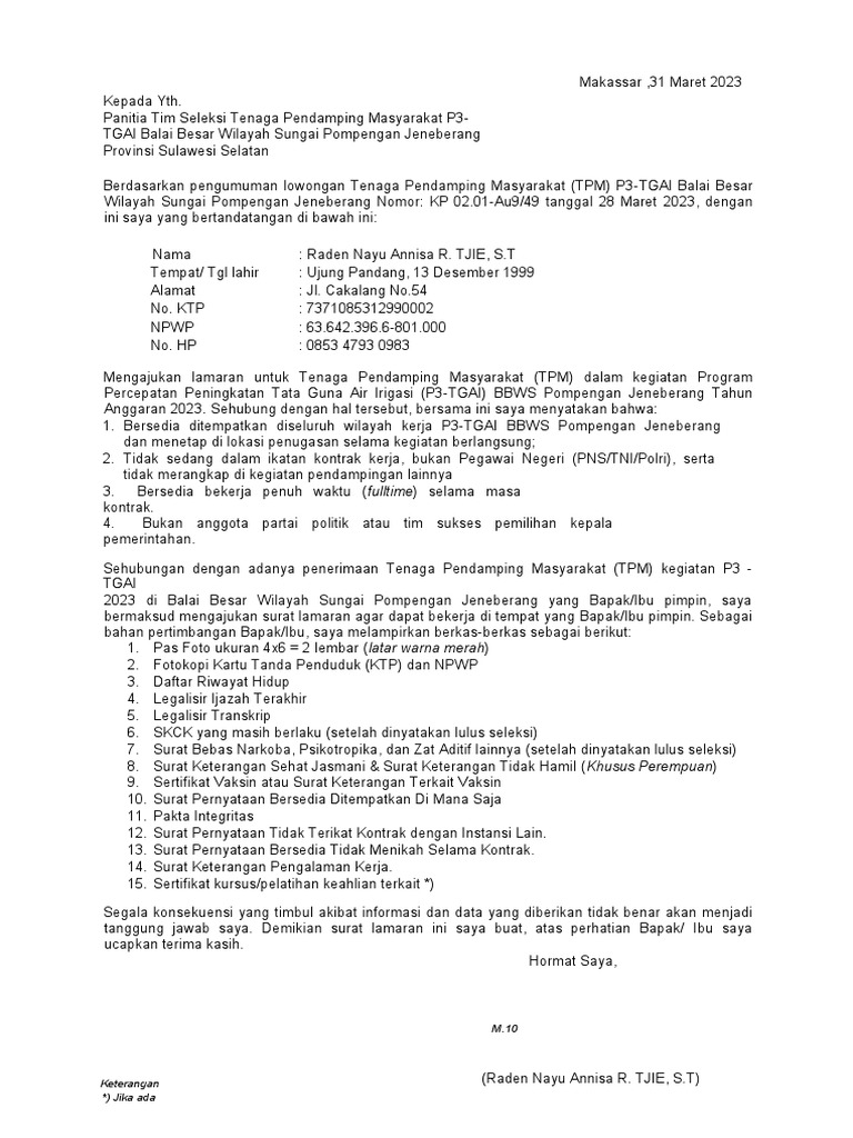 Pengumuman Rekruitmen TPM-2023-BBWS-POMPENGAN-JENEBERANG (Draftedit2 ...