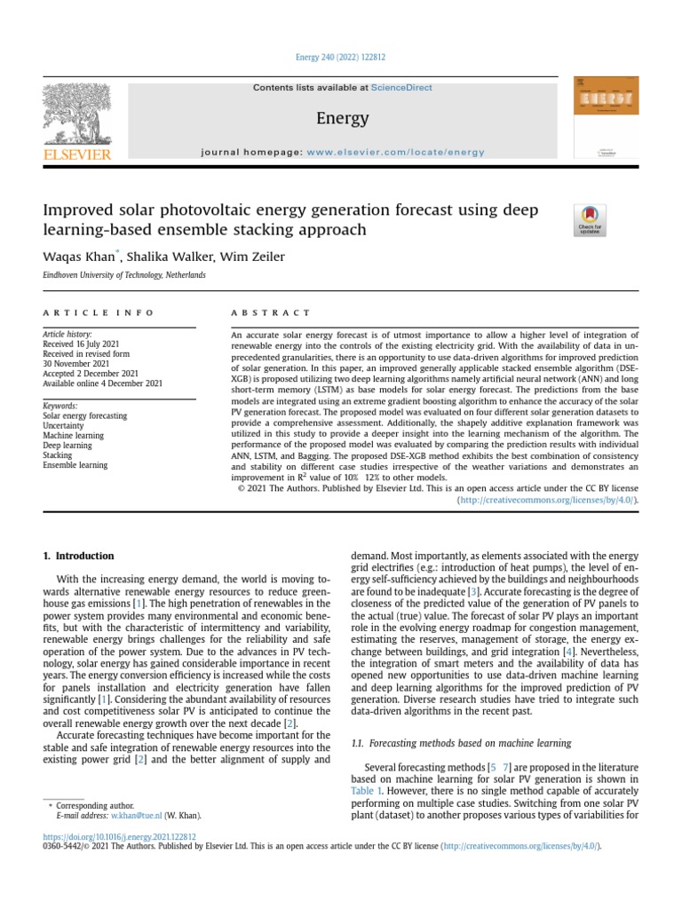 22 - Improved Solar Photovoltaic Energy Generation Forecast Using Deep Learning-Based Ensemble ...