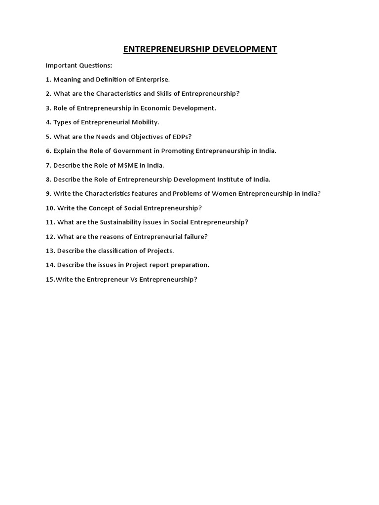 Entrepreneurship Development | PDF