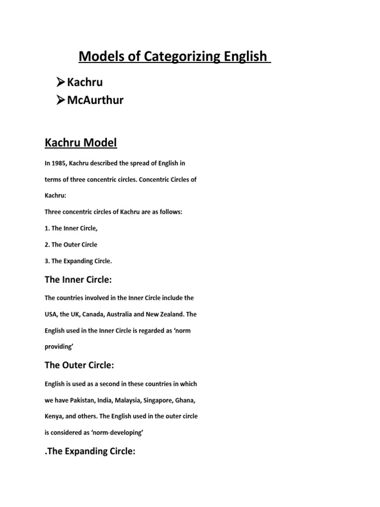 Models of Categorizing English | PDF | English Language | Dialect