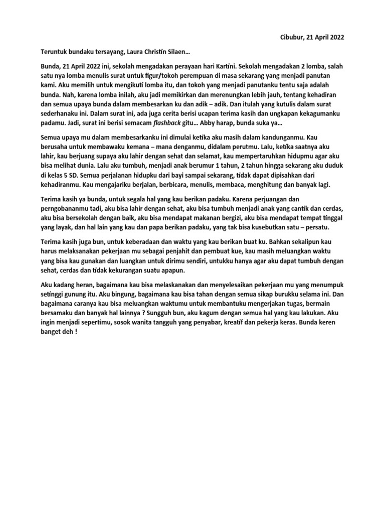 Lomba Menulis Surat Kartini Pdf
