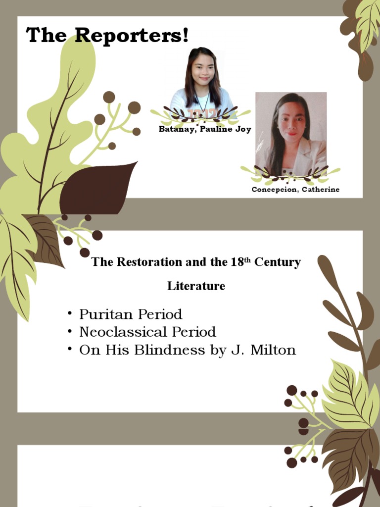 The Restoration and The 18th Century Literature | PDF | Puritans