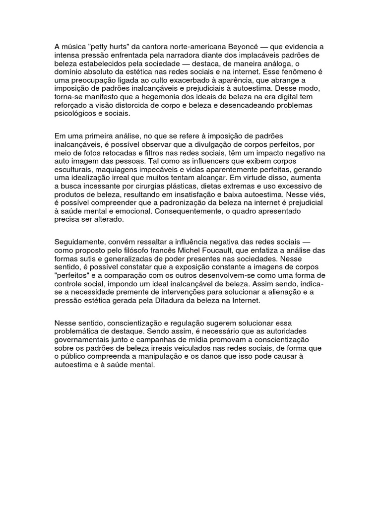 A influência negativa dos padrões de beleza irreais veiculados nas ... A influência negativa dos padrões de beleza irreais veiculados nas ...