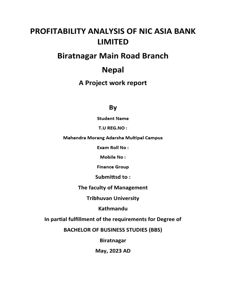 Profitability Analysis of Nic Asia Bank Limited | PDF