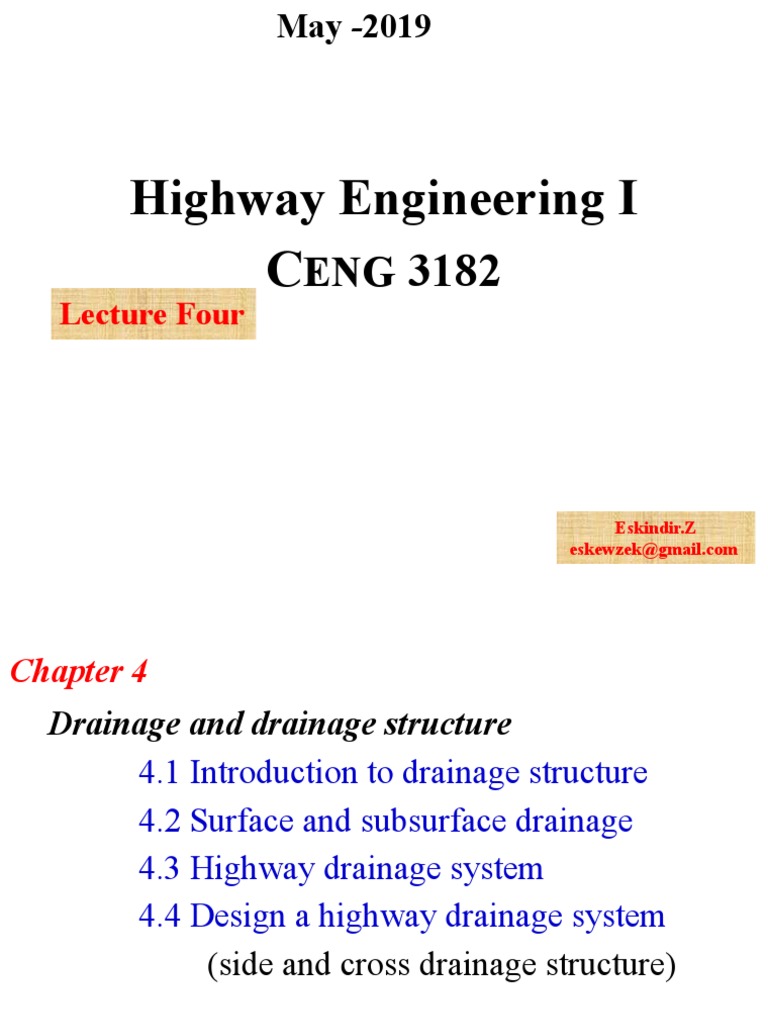 Highway Engineering I C: Lecture Four | PDF | Drainage Basin | Surface ...