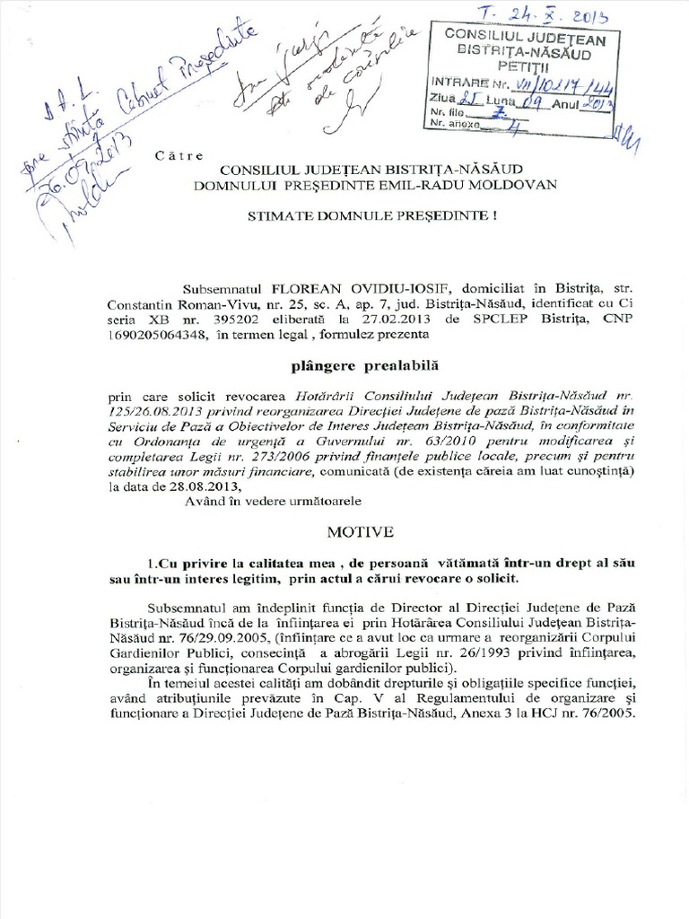 Dokumen - Tips Model Plangere Prealabila Si Raspuns | PDF