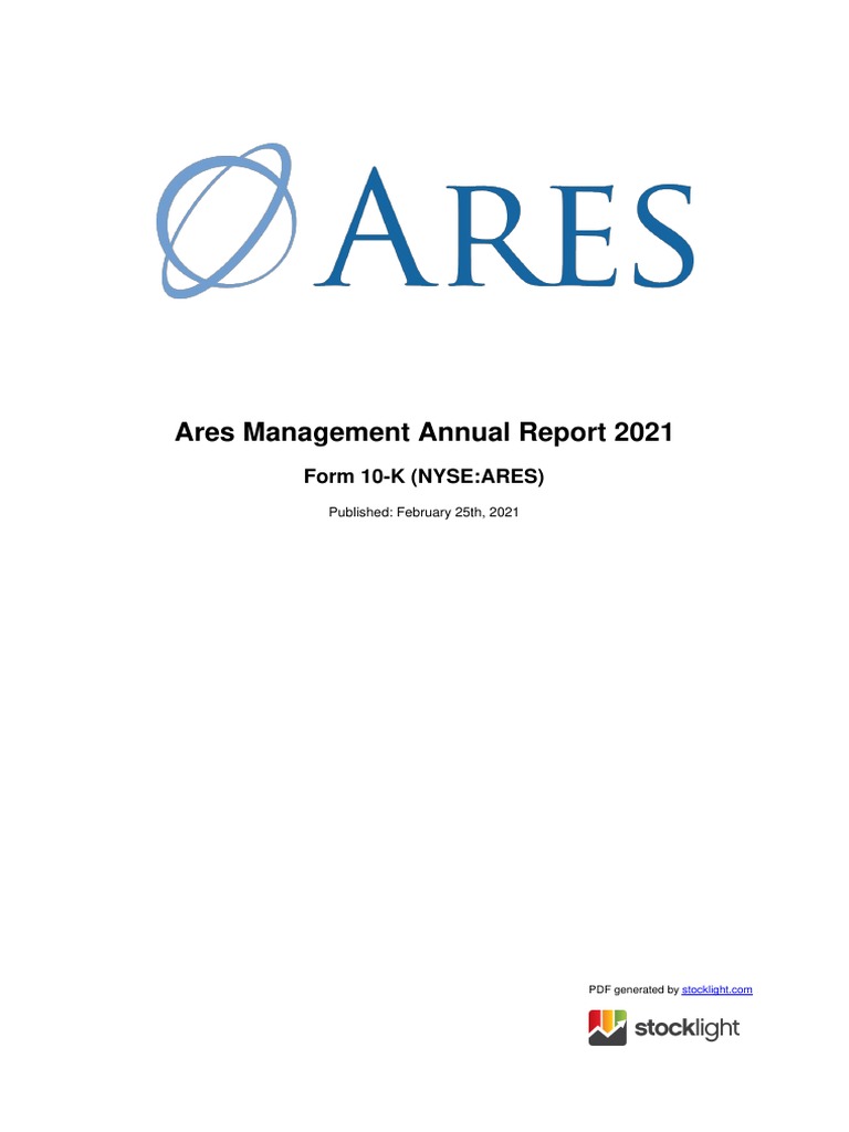 Ares 10 K | PDF | Investing | Stocks