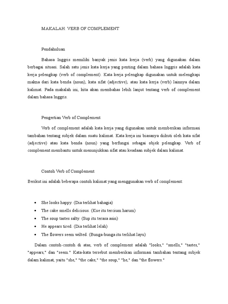 Verb of Complement | PDF
