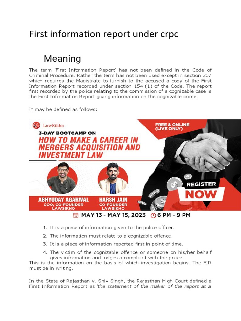 First Information Report Under CRPC | PDF | Political Law | Justice
