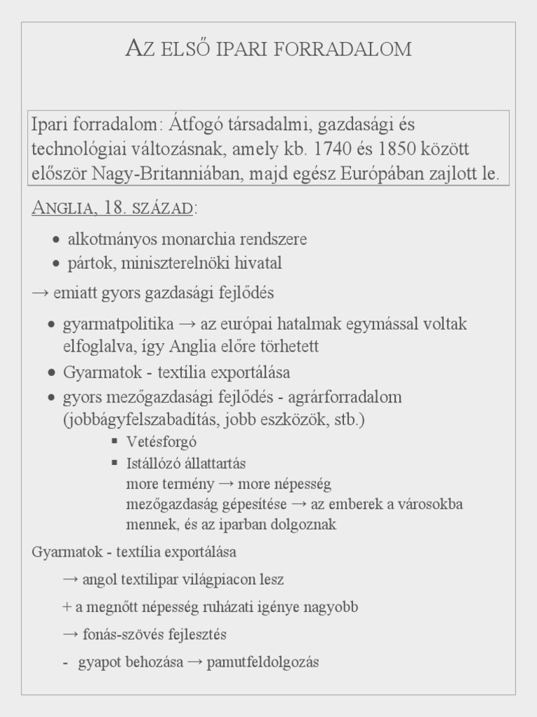 Tétel - Az Első Ipari Forradalom | PDF