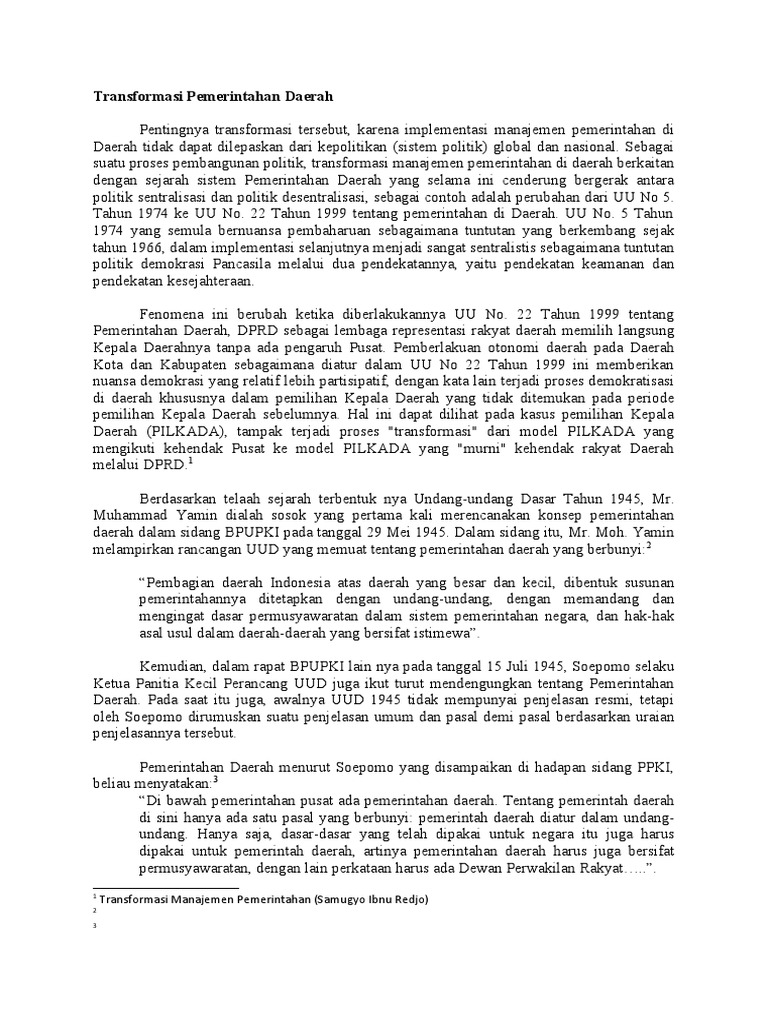 Transformasi Pemerintahan Daerah | PDF