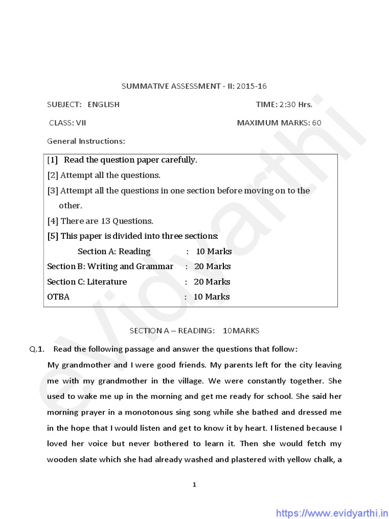 English Previous Year Papers SA 2 PDF | PDF | Rupee | Currency