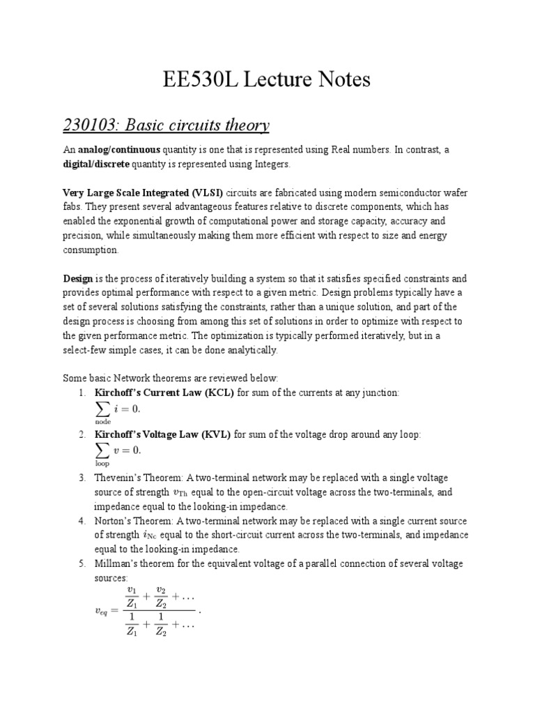 Lecture Notes | PDF | Mosfet | Field Effect Transistor