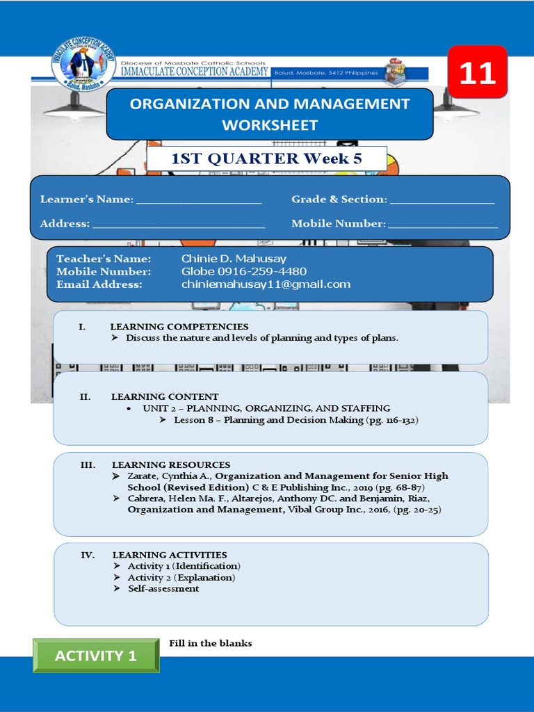 Grade 7 Organization Management Answer Key | PDF | Learning | Business