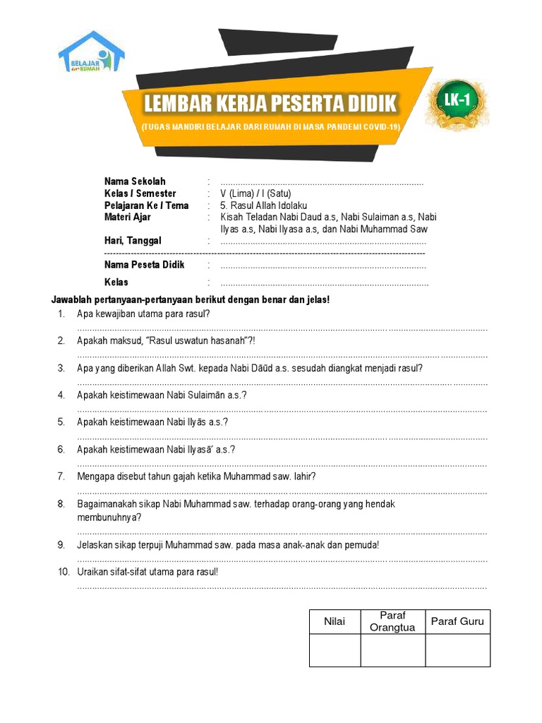 LKPD Kelas 5 Sem 1 | PDF