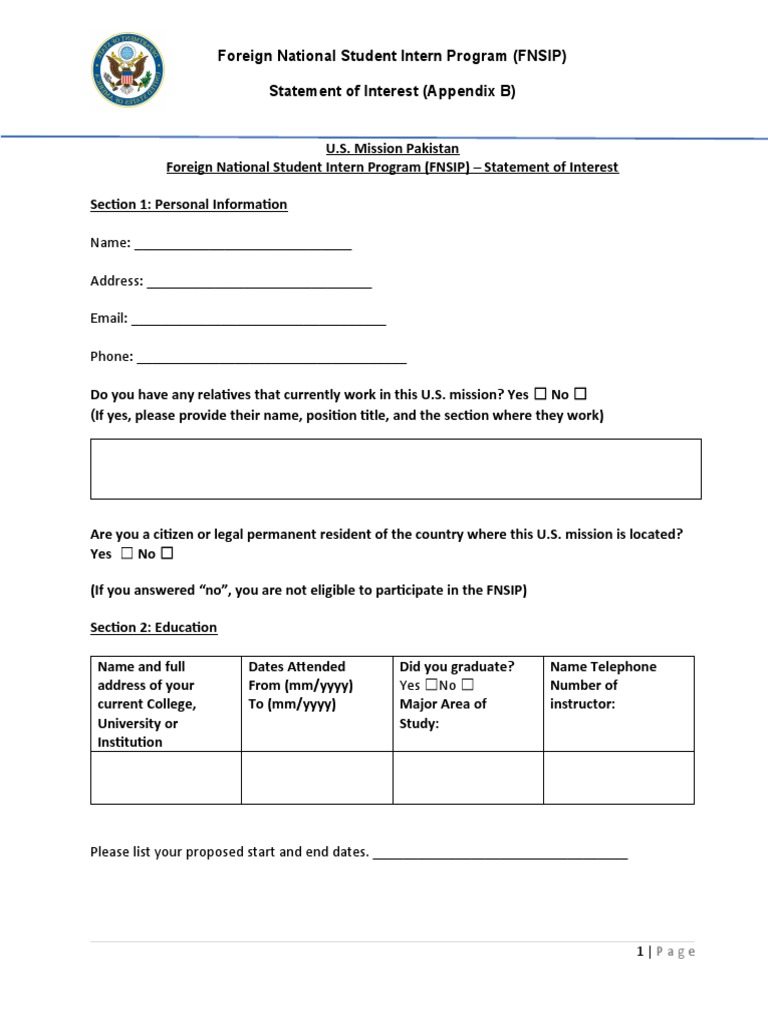 Statement-of-Interest-Form-3.docx | PDF | Internship | Job Hunting