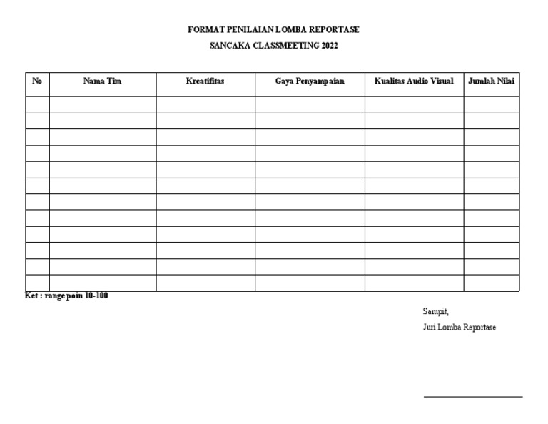 Format Penilaian Reportase | PDF