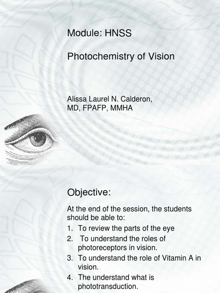 W1-6 Biochemistry of Vision and Hearing Lecture PDF | PDF | Retinal ...